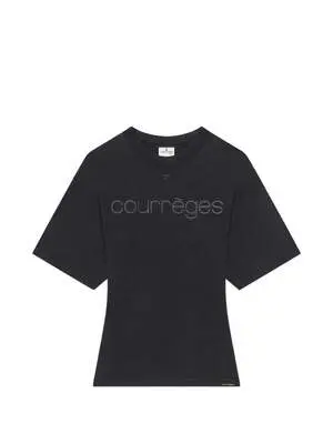 COURREGES Printed Logo T-shirt - Black