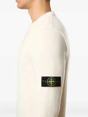 Stone Island Striped Logo Sweater - White