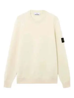 Stone Island Striped Logo Sweater - White