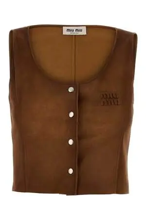 Miu Miu Suede Top - Brown