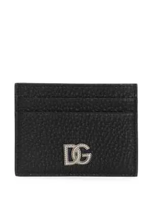 Dolce & Gabbana Calfskin Card Holder With Dg Logo - Black