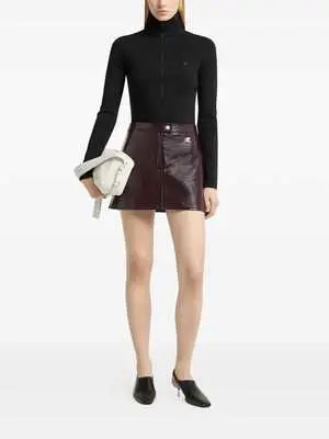 COURREGES Vinyl-effect Mini Skirt With Logo Patch