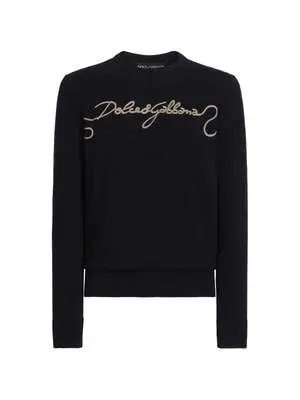 Dolce & Gabbana Embroidered Crew Neck Sweater - Blue