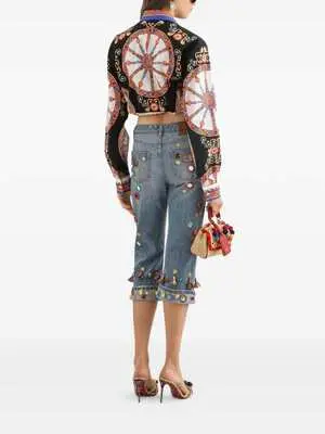 Dolce & Gabbana Carretto-print Cropped Shirt