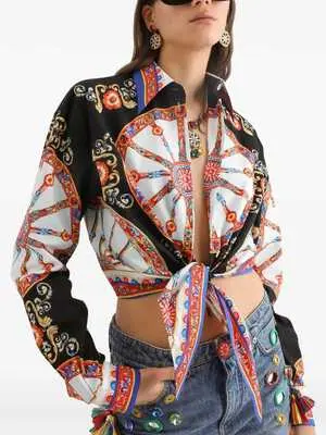 Dolce & Gabbana Carretto-print Cropped Shirt