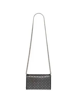 Stella McCartney Falabella Wallet With Chain In Alter Mat, Featuring Studs And Eyelets