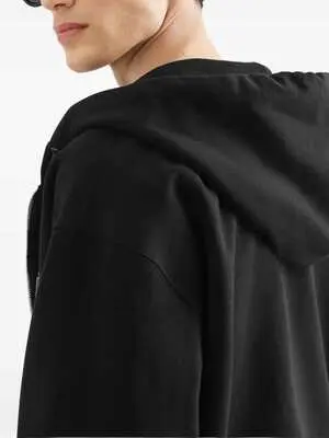 Dolce & Gabbana Zip-up Cotton Hoodie With Logo Plaque - Black