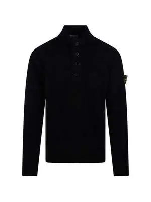 Stone Island Button-detail High-neck Sweater - Black