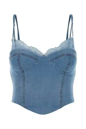 ERMANO SCERVINO Ermanno Scervino Denim Bodice With Lace Trim - Blue