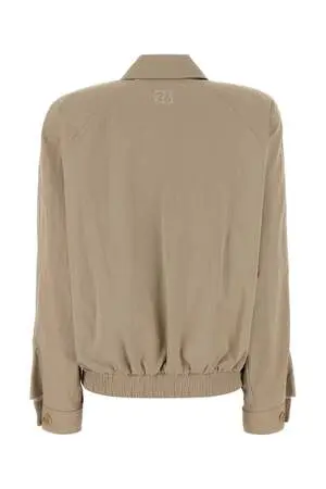 Magda Butrym Beige Cotton Blend Bomber Jacket