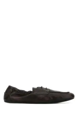 Prada Dark Leather Loafers - Brown