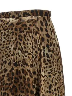Dolce & Gabbana Leo' Print Silk Chiffon Skirt - Brown