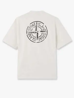 Stone Island Cotton Tshirt With Toneontone Logo Print On The Front