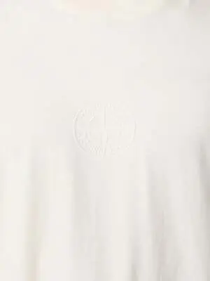Stone Island Cotton Tshirt With Toneontone Logo Print On The Front