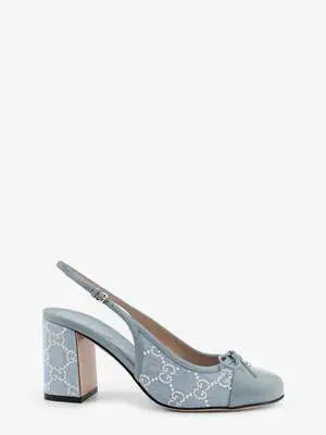 Gucci Denim Pumps With Allover Logo Detail