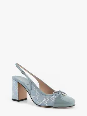 Gucci Denim Pumps With Allover Logo Detail