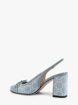 Gucci Denim Pumps With Allover Logo Detail