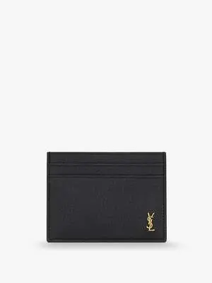 Saint Laurent Tiny Cassandre Hammered Leather Card Holder