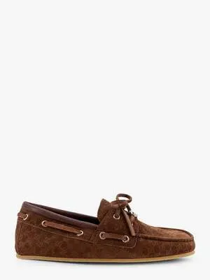 Gucci Suede Loafers With Allover Gg Logo