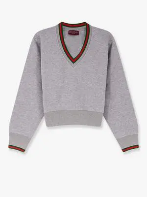 Gucci Cotton Sweatshirt With Web Detail - Grey