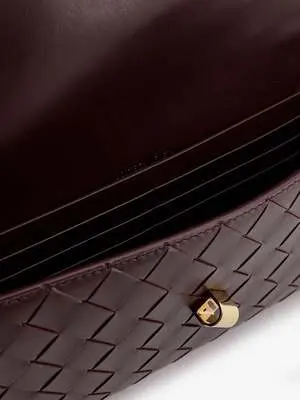 Bottega Veneta Andiamo Leather Clutch With Woven Pattern