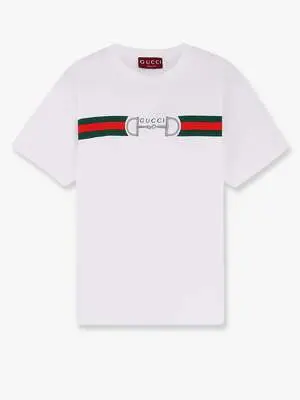 Gucci Cotton Tshirt With Frontal Web Band - White