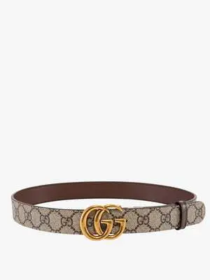 Gucci Leather And Gg Supreme Fabric Gg Belt - Beige