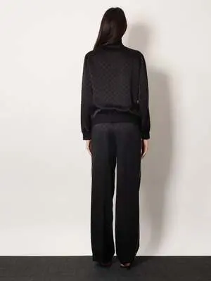 Gucci Viscose Blend Trousers With Allover Gg Motif