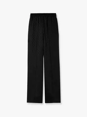 Gucci Viscose Blend Trousers With Allover Gg Motif