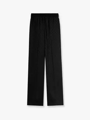 Gucci Viscose Blend Trousers With Allover Gg Motif