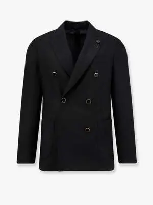 LARDINI Roma Doublebreasted Wool Blazer - Black