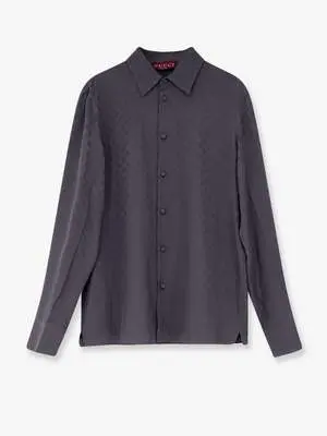 Gucci Gg Jacquard Silk Shirt - Grey