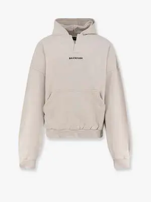Balenciaga Cotton Hooded Sweatshirt - White
