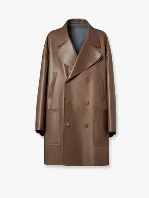 Fendi Doublebreasted Leather Coat