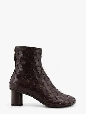 Bottega Veneta Leather Ankle Boots With Intrecciato Motif - Brown