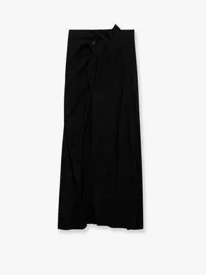 Balenciaga Draped Crepe Midi Skirt - Black