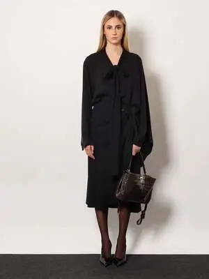 Balenciaga Draped Crepe Midi Skirt