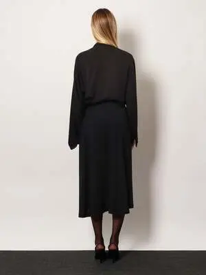 Balenciaga Draped Crepe Midi Skirt