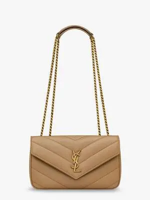 Saint Laurent Loulou Small Leather Shoulder Bag - Beige