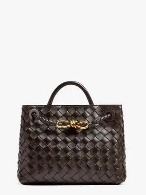 Bottega Veneta Andiamo Small Leather Shoulder Bag With Intrecciato Motif - Brown