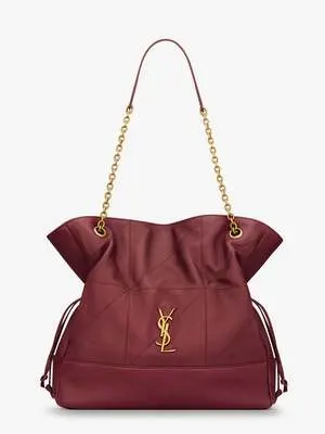 Saint Laurent Jamie Leather Shoulder Bag With Carré Rive Gauche Stitching - Red