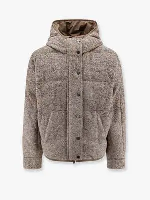Brunello Cucinelli Reversible Wool And Silk Down Jacket - Brown