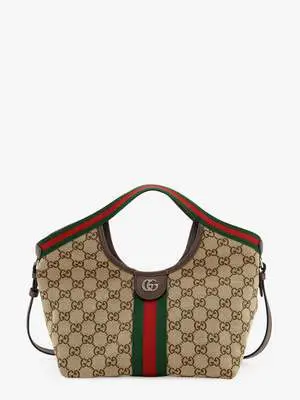 Gucci Giglio Gg Supreme Fabric And Leather Tote Bag