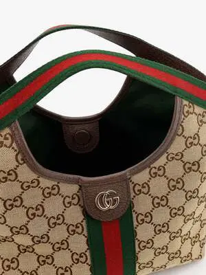 Gucci Giglio Gg Supreme Fabric And Leather Tote Bag