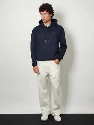 AMI Paris Cotton Hooded Sweatshirt - Blue