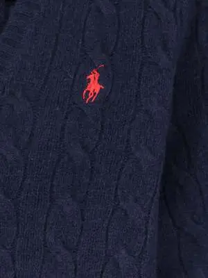 Polo Ralph Lauren Cable-knit Wool And Cashmere V-neck Sweater - Blue