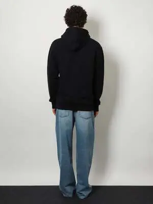 AMI Paris Cotton Hoodie With Embroidered Logo - Black