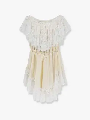 Chloé Silk Jumpsuit With Lace Ruffles - Beige