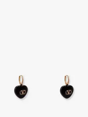 Valentino Garavani Heart-shaped Metal Earrings - Black