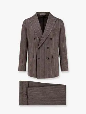 Tagliatore Doublebreasted Linen Blend Suit - Brown